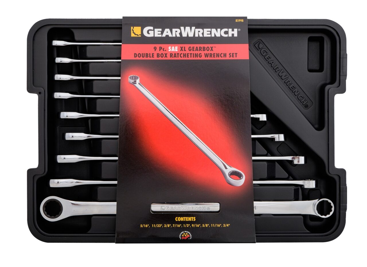 GEARWRENCH 9 Pc. 12 Point XL GearBox™ Double Box Ratcheting SAE Wrench ...