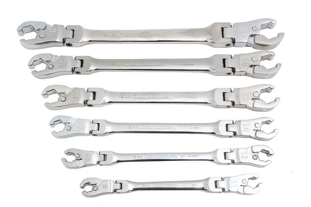 Gearwrench 6 Pc Ratcheting Flex Head Flare Nut Metric Wrench Set